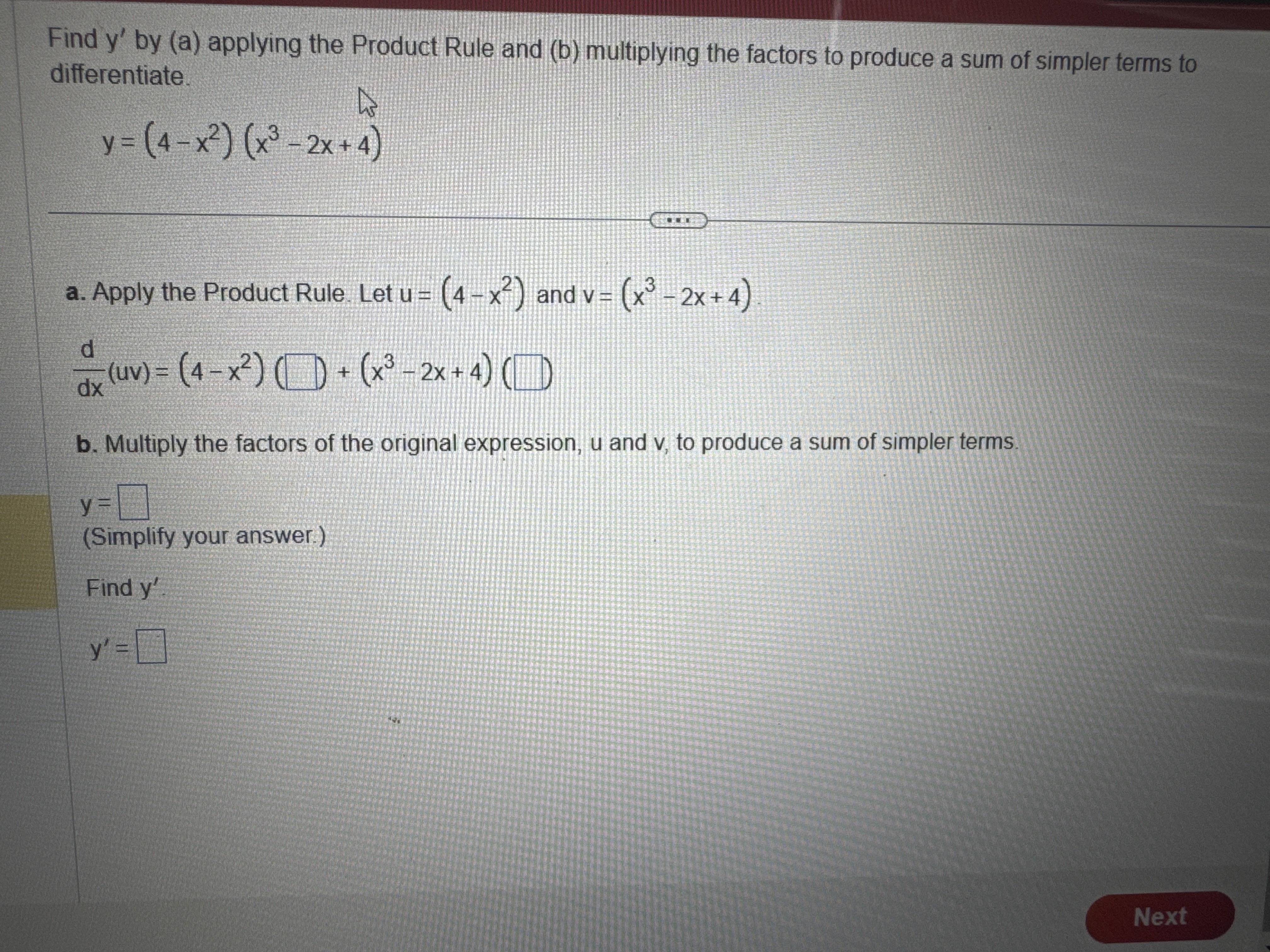 Solved Find y' ﻿by (a) ﻿applying the Product Rule and (b) | Chegg.com