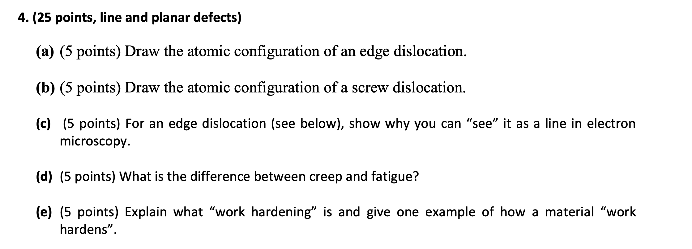 Solved 4. (25 points, line and planar defects) (a) 5 points) | Chegg.com Solved 4. (25 points, line and planar defects) (a) 5 points) | Chegg.com