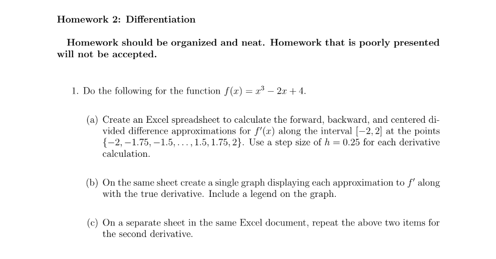 Solved Homework 2: Differentiation Homework should be | Chegg.com