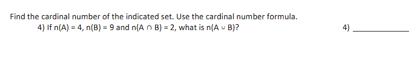 Solved Find the cardinal number of the indicated set. Use | Chegg.com