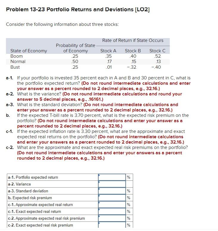 Solved Problem 13-23 Portfolio Returns and Deviations [LO2] | Chegg.com