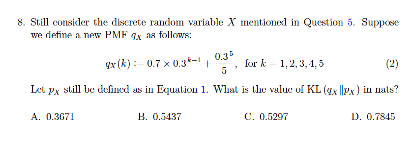 8. Still consider the discrete random variable X | Chegg.com