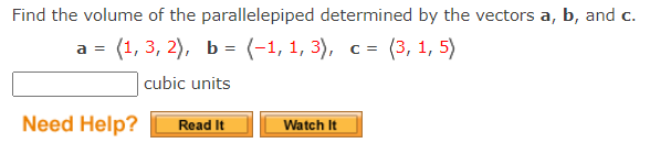 Solved Find the volume of the parallelepiped determined by | Chegg.com