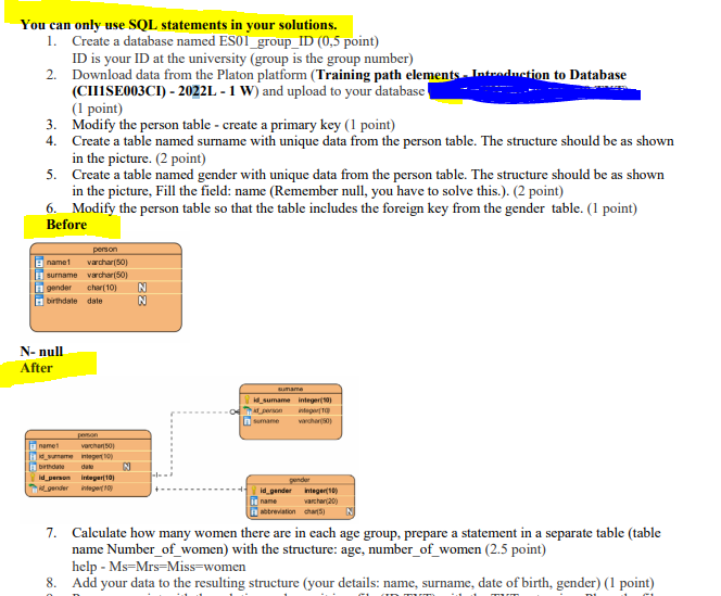 Solved You can only use SQL statements in your solutions. 1. | Chegg.com