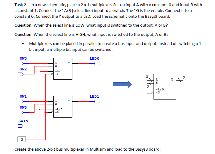 Task 2 – In a new schematic, place a 2 x 1 | Chegg.com