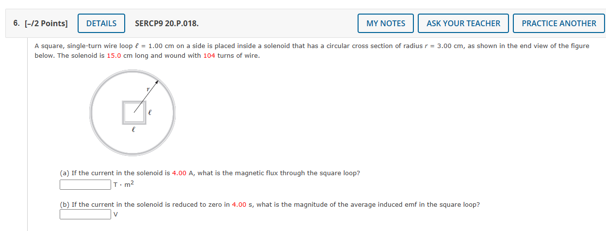 Solved A square, single-turn wire loop ℓ=1.00 cm on a side | Chegg.com