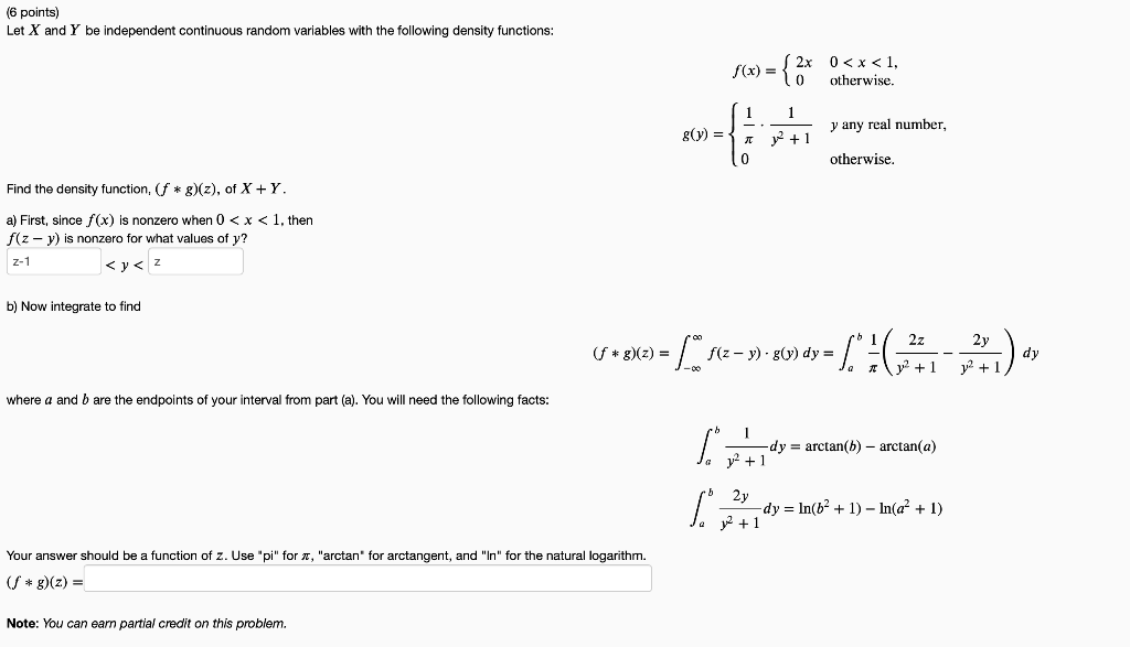 Solved (6 points) Let X and Y be independent continuous | Chegg.com