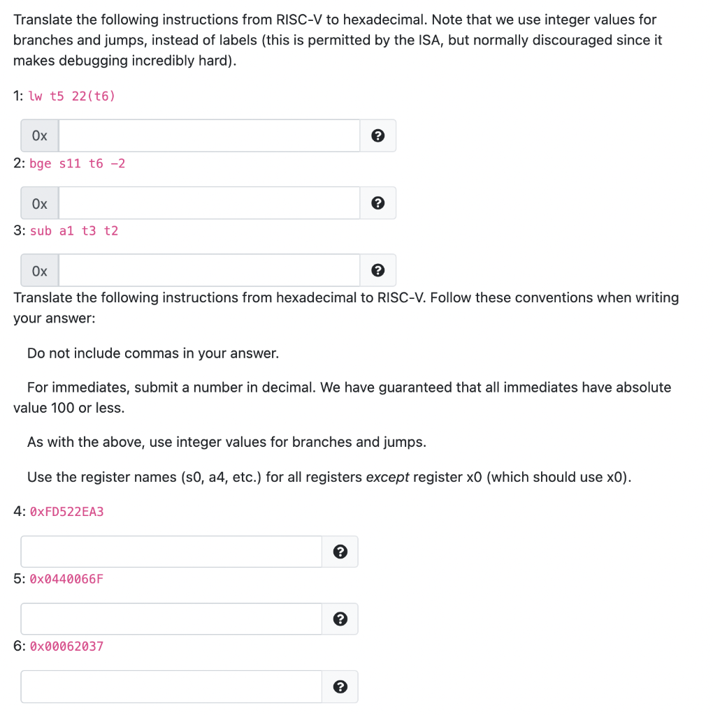 Solved Translate the following instructions from RISC-V to | Chegg.com