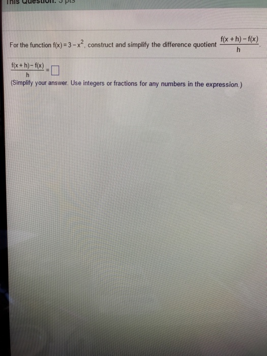 Solved For the function f(x) = 3 - x^2, construct and | Chegg.com