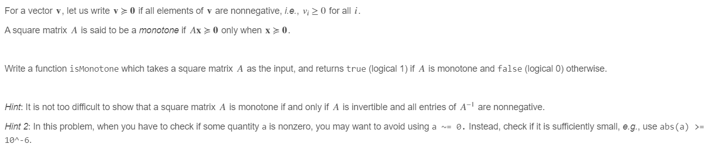 Solved For a vector v, let us write v⩾0 if all elements of v | Chegg.com