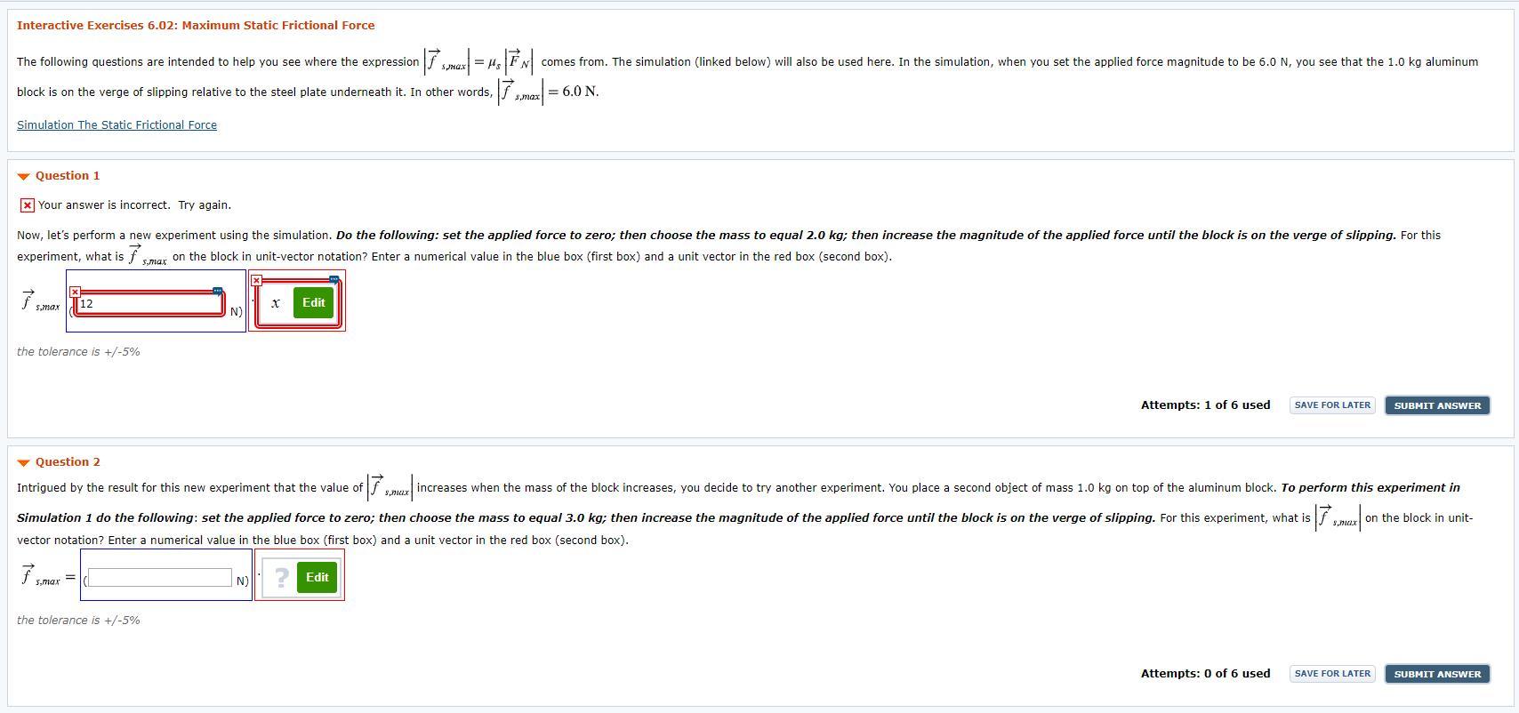 Solved Interactive Exercises 6.02: Maximum Static Frictional | Chegg.com