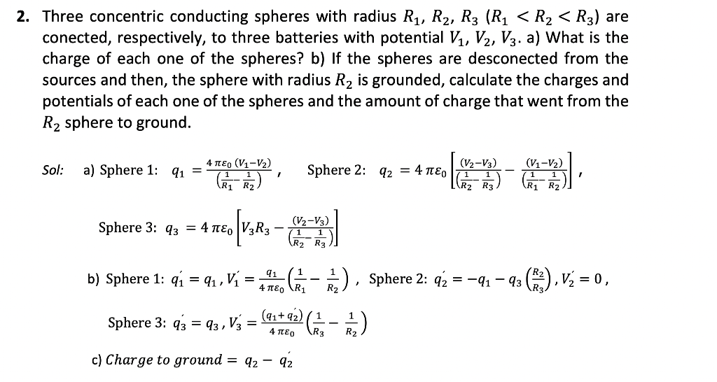 Solved 2. Three concentric conducting spheres with radius | Chegg.com