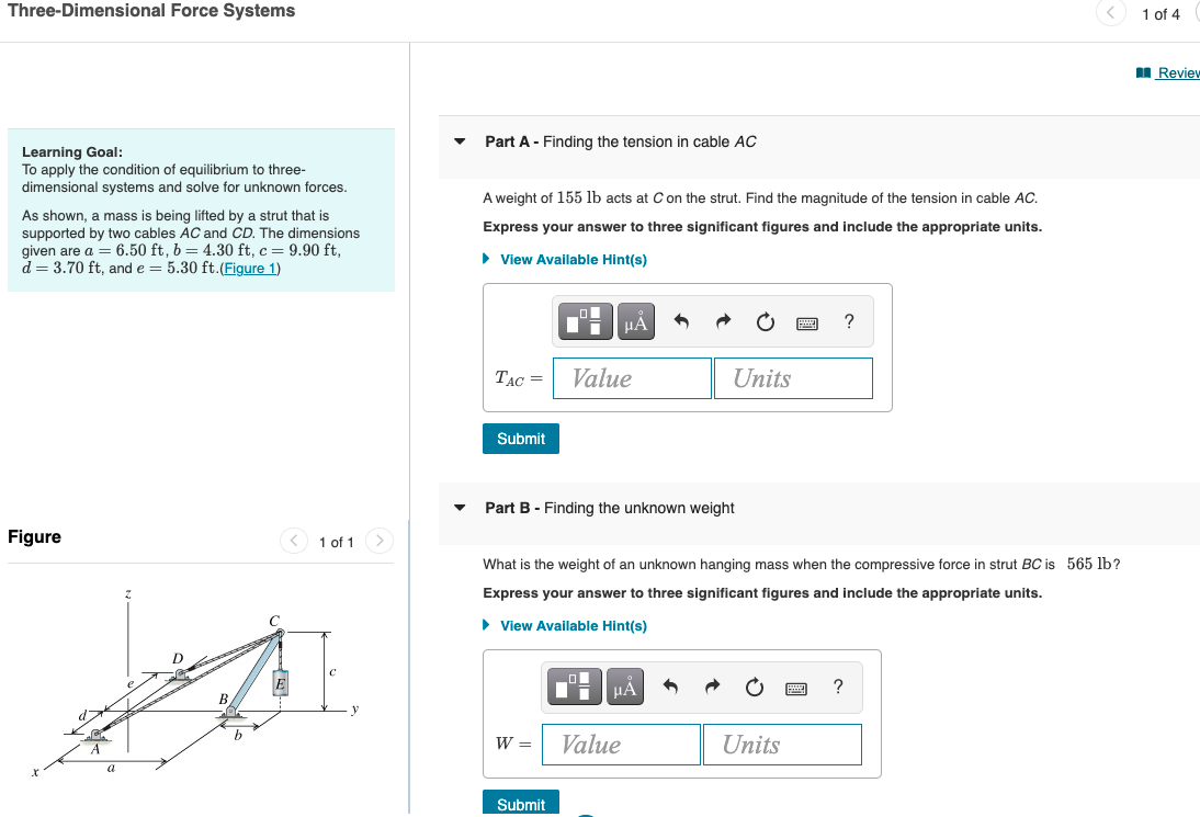 Solved Three-Dimensional Force Systems Learning Goal: Part A | Chegg.com