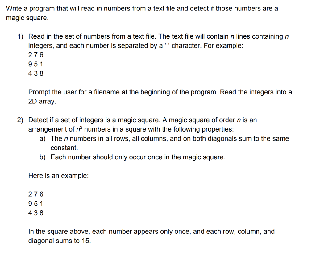 Solved Write a program that will read in numbers from a text | Chegg.com