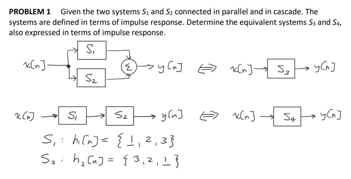 Solved PROBLEM 1 Given the two systems Si and S2 connected | Chegg.com