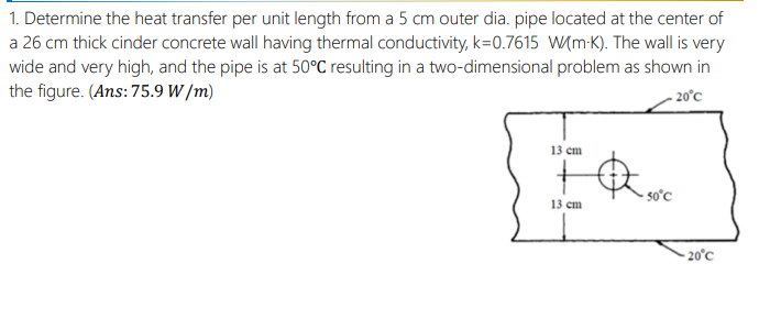 Solved 1. Determine the heat transfer per unit length from a | Chegg.com