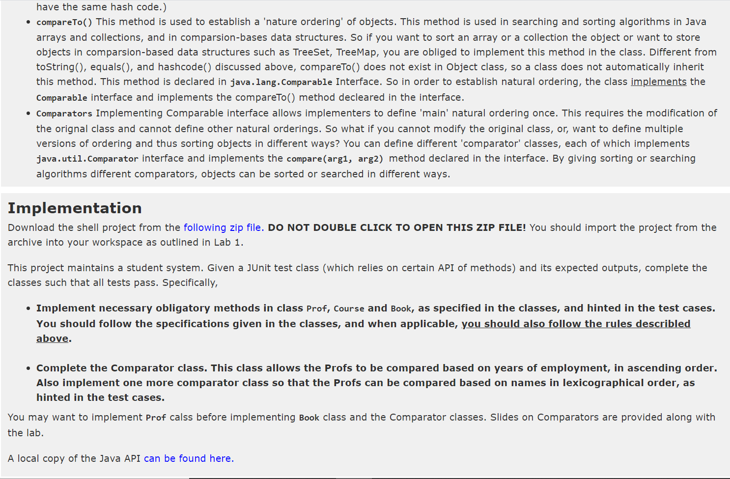 Specification When we define a Java class, we | Chegg.com