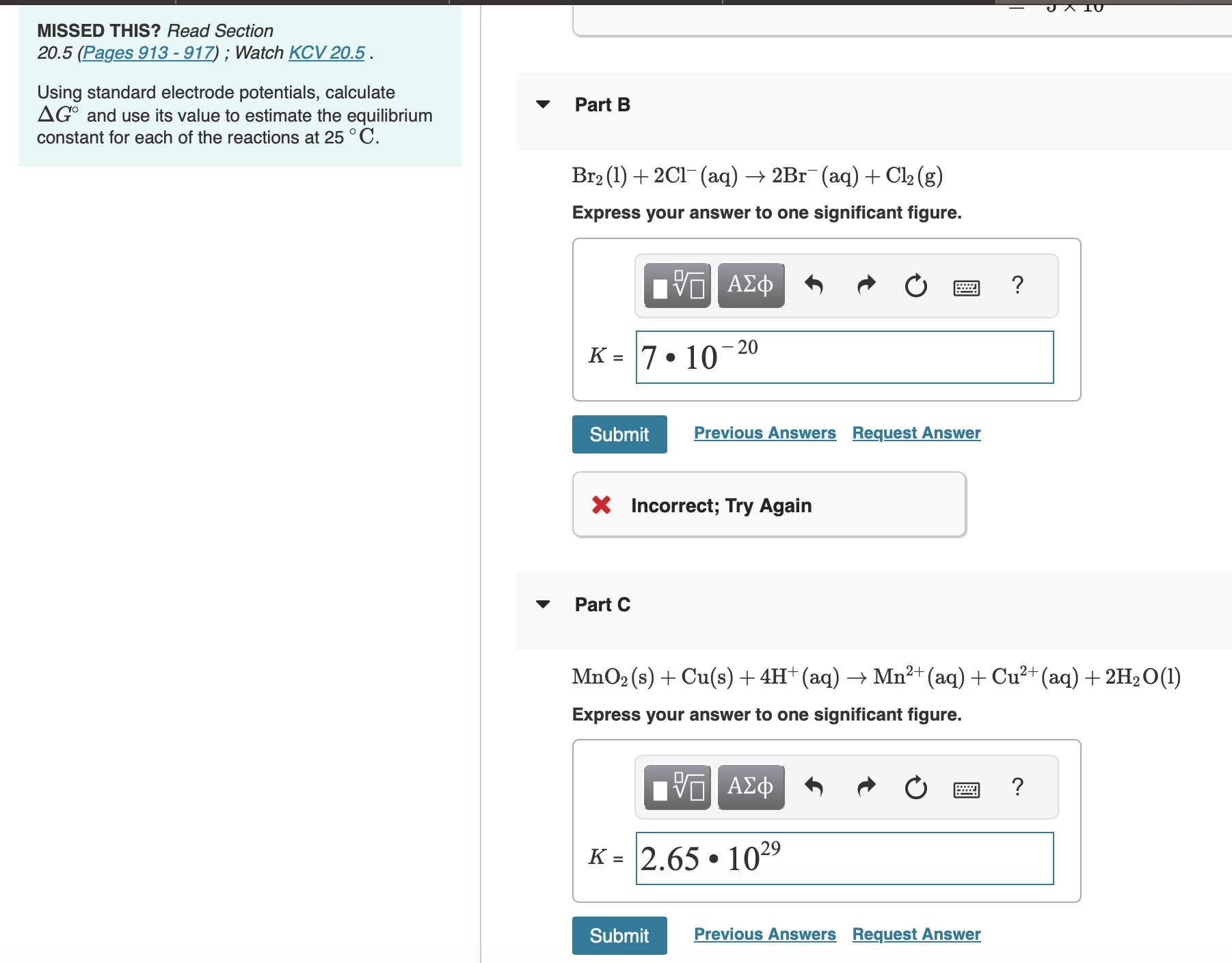 Solved MISSED THIS? Read Section20.5 (Pages 913 - 917) ﻿; | Chegg.com