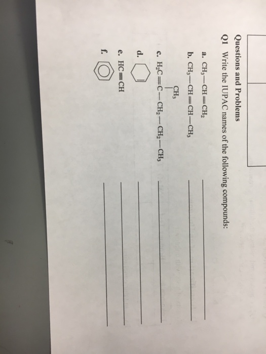 Solved Questions and Problems Q1 Write the IUPAC names of | Chegg.com