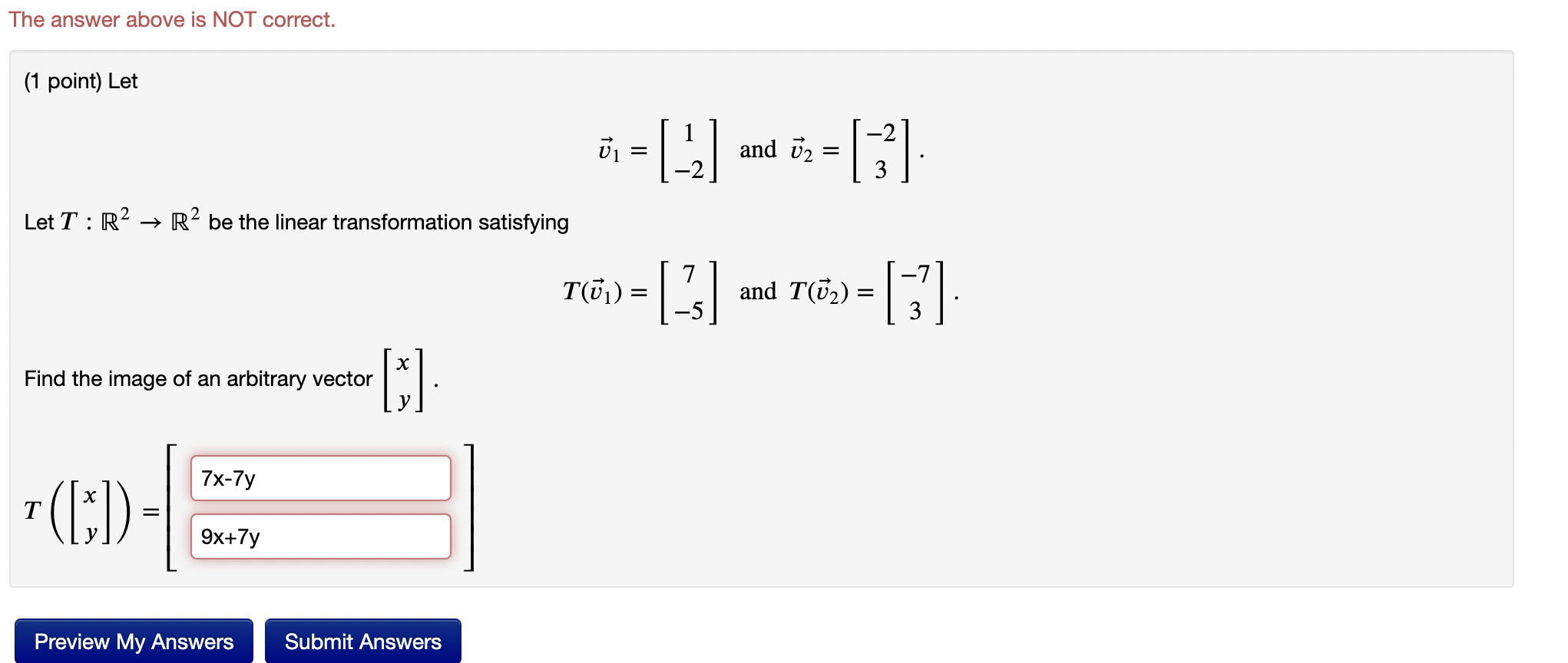 Solved The answer above is NOT correct. (1 point) Let | Chegg.com