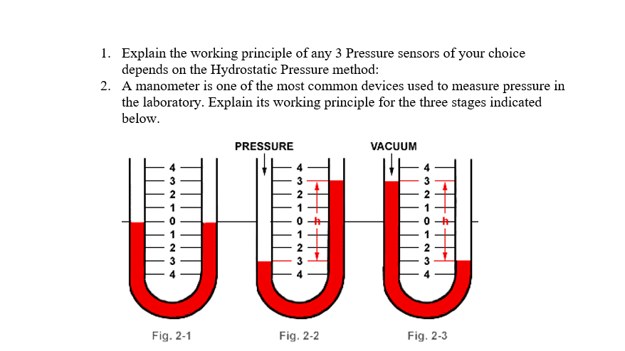 Solved 1. Explain the working principle of any 3 Pressure | Chegg.com