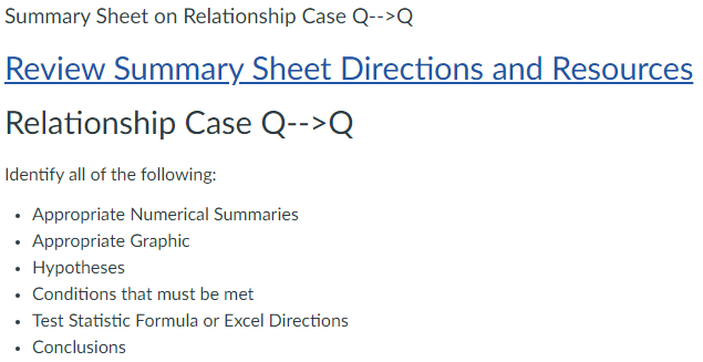 Solved Summary Sheet on Relationship Case Q-->Q Review | Chegg.com