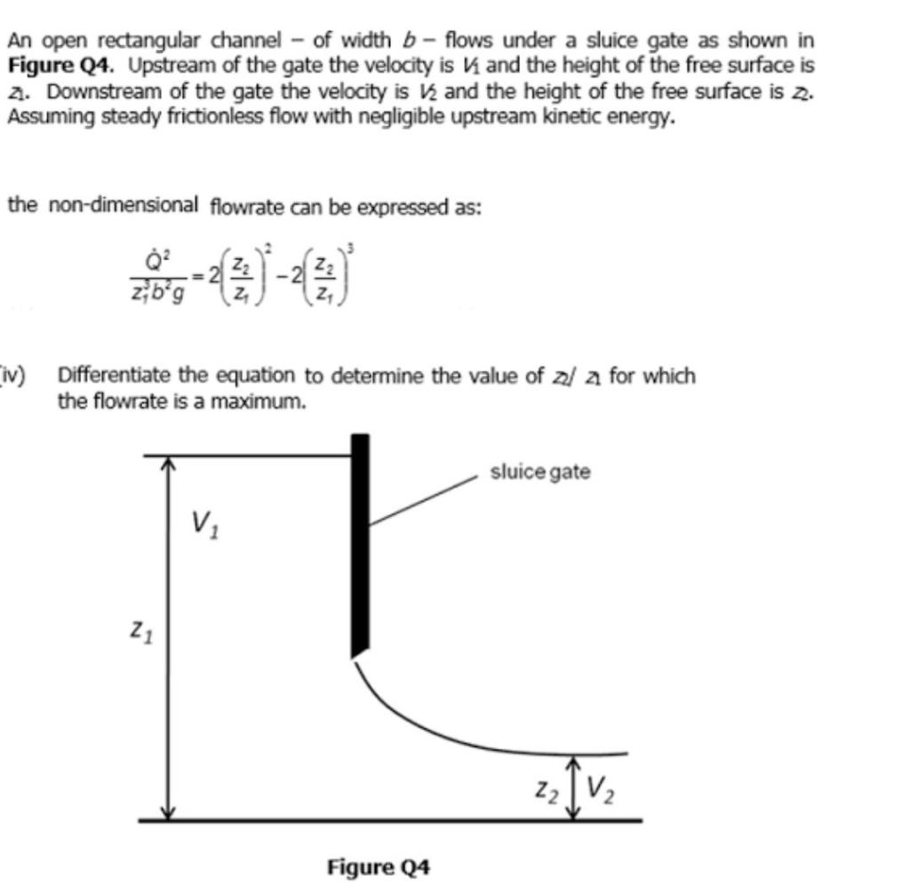Solved An open rectangular channel - of width b - flows | Chegg.com