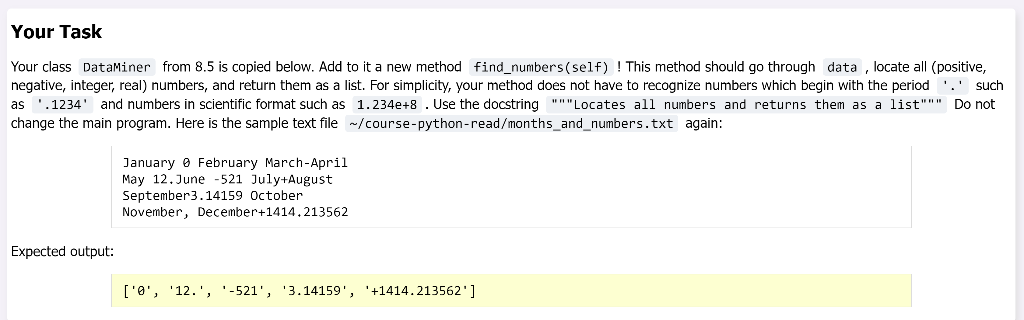 Solved Your Task Your class Dataminer from 8.5 is copied | Chegg.com