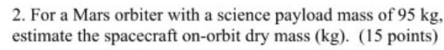 Solved 2. For a Mars orbiter with a science payload mass of | Chegg.com