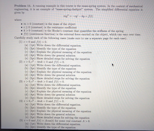 Solved Problem 11. A running example in this course is the | Chegg.com
