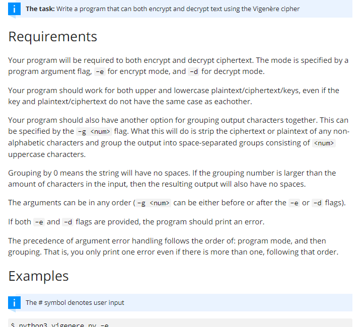 Solved Example of a Vigenère Cipher Consider the following | Chegg.com