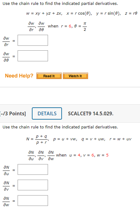 Solved Use the chain rule to find the indicated partial | Chegg.com