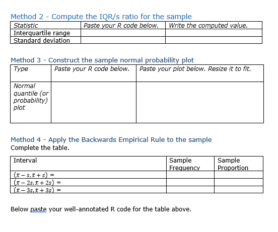 Method 2 - Compute the IQR/s ratio for the sample | Chegg.com