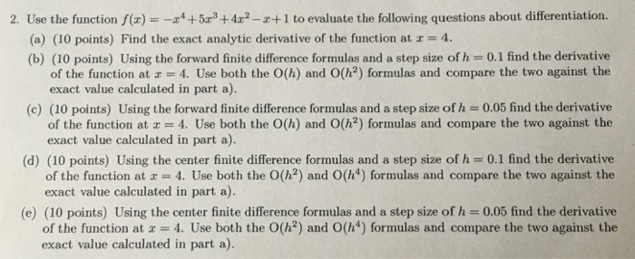 Solved 2. Use the functionf()+5+4z2-+1 to evaluate the | Chegg.com
