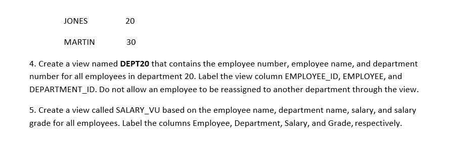 Solved Exercise 1. Create a view called EMP_VU based on the | Chegg.com