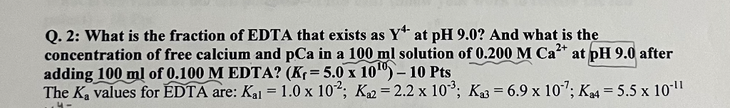 Solved Q. 2: What is the fraction of EDTA that exists as Y4− | Chegg.com