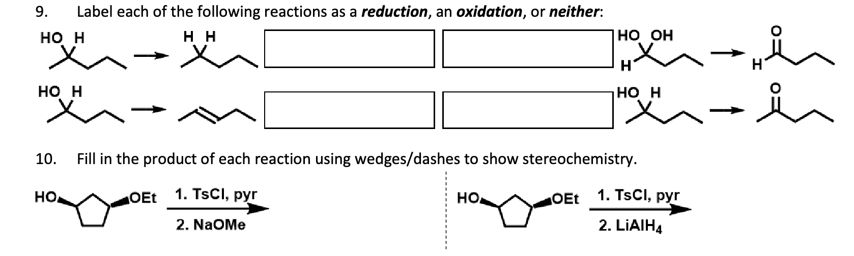Solved Label each of the following reactions as a reduction, | Chegg.com