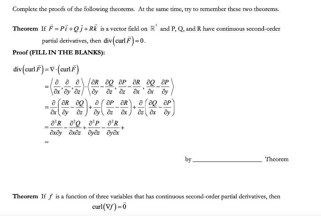 Solved Complete the proofs of the following theorems. At the | Chegg.com