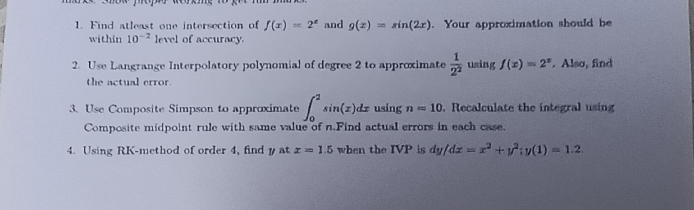 Solved 1. Find atless one intersection of f(x)=2x and | Chegg.com ...
