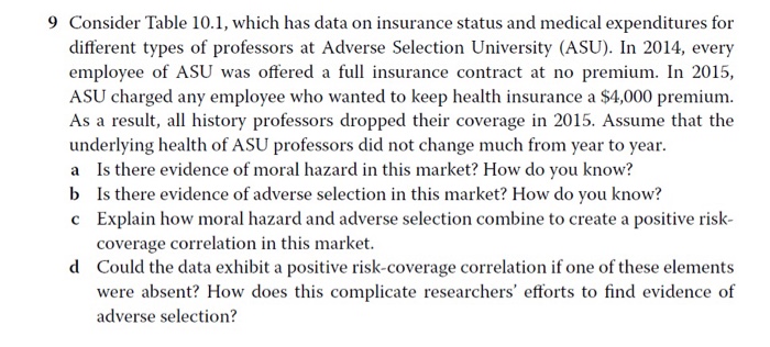 Solved 9 Consider Table 10.1, which has data on insurance | Chegg.com