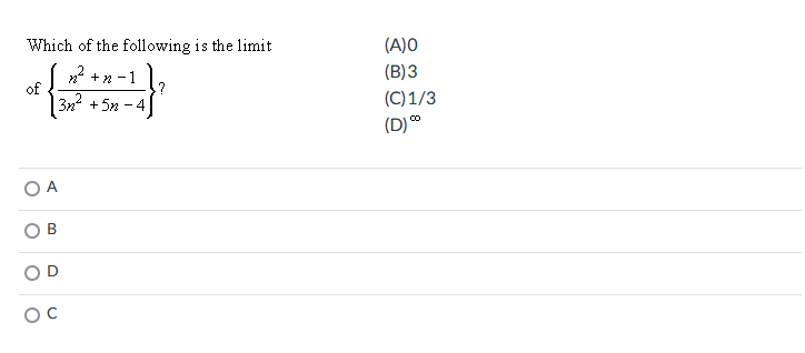 Solved Which of the following is the limit of \\( | Chegg.com