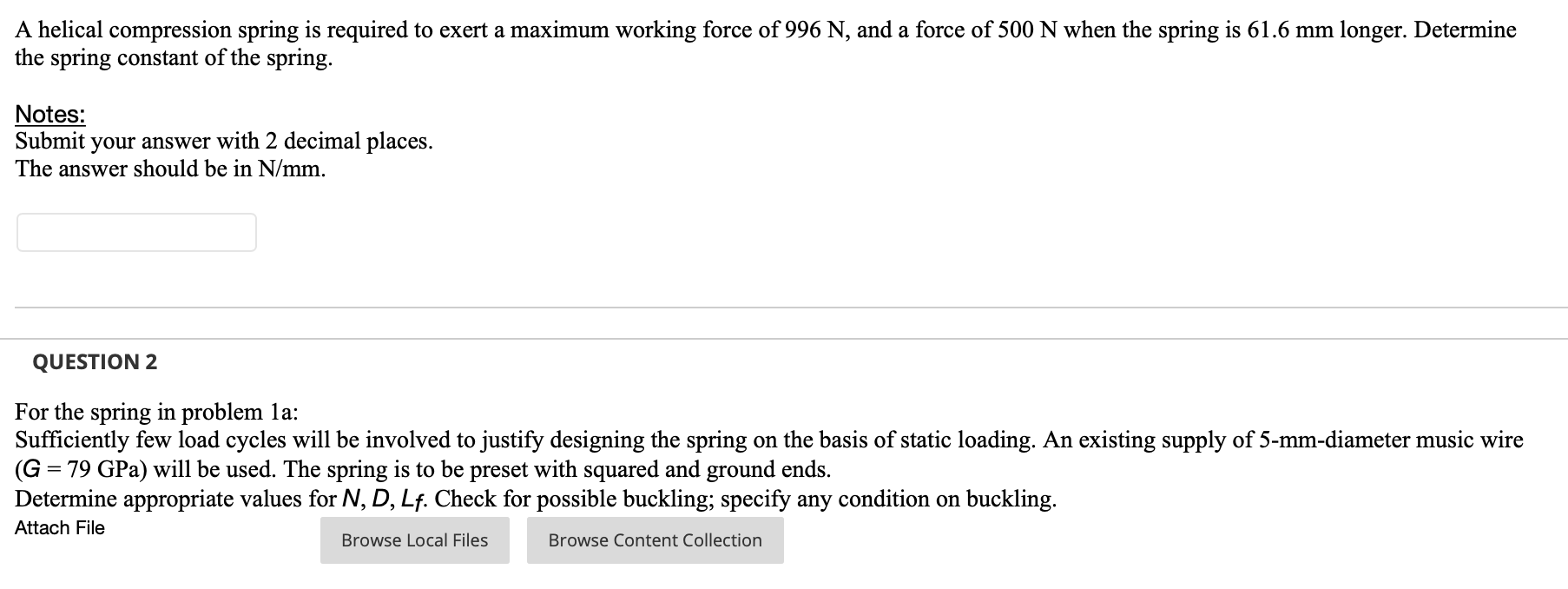 Solved A helical compression spring is required to exert a | Chegg.com