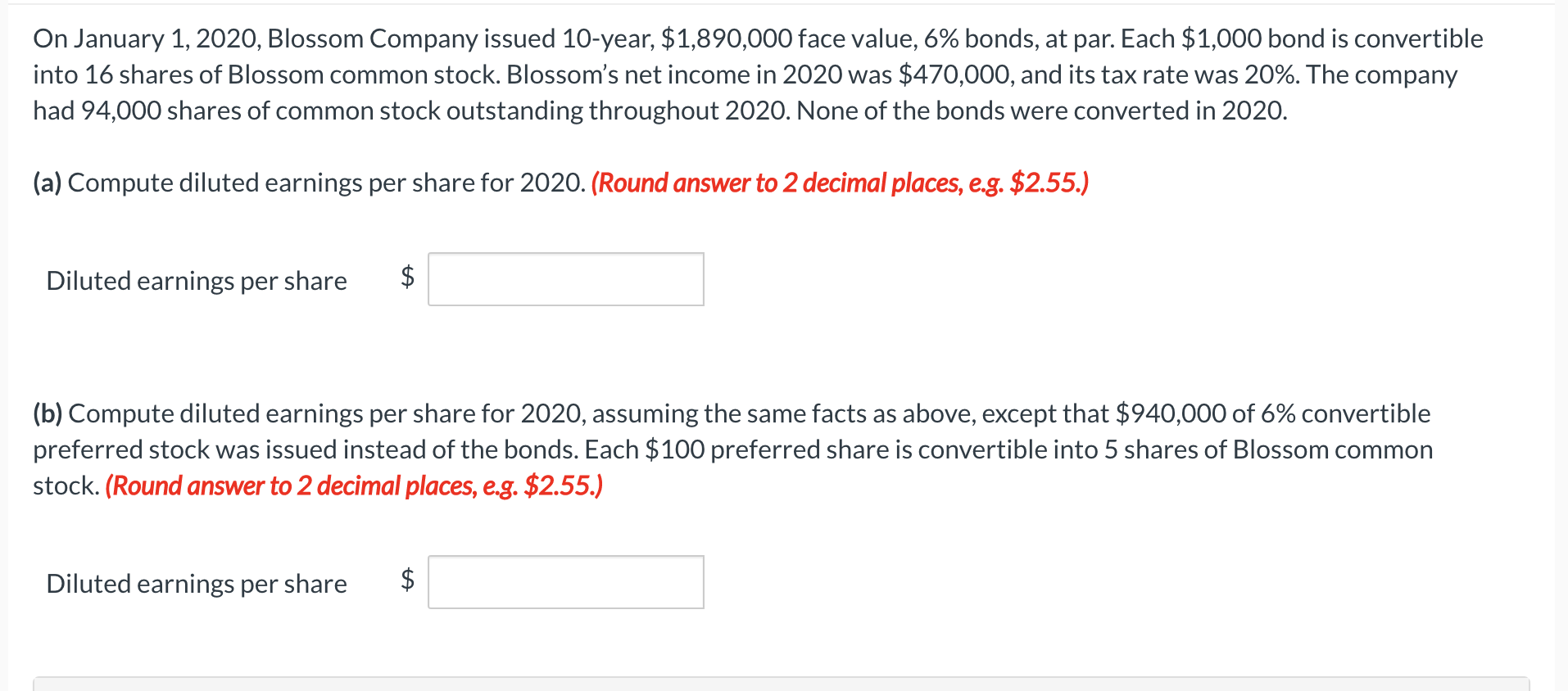 Solved On January 1, 2020, Blossom Company issued 10-year, | Chegg.com