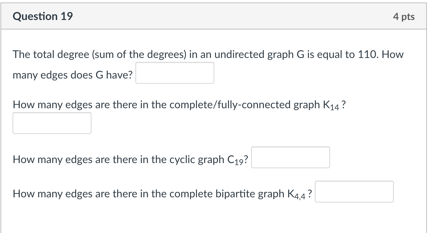 Solved The total degree (sum of the degrees) in an | Chegg.com