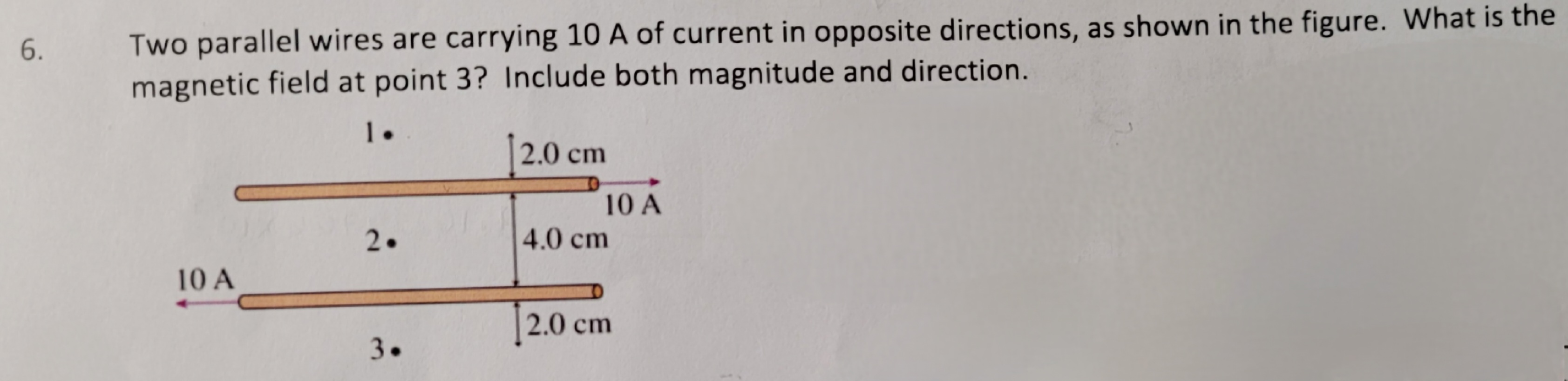 Solved Two parallel wires are carrying 10 A of current in | Chegg.com
