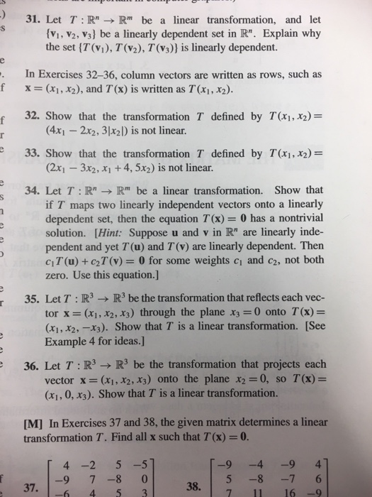 Solved Let T: R^n rightarrow R^m be a linear transformation, | Chegg.com