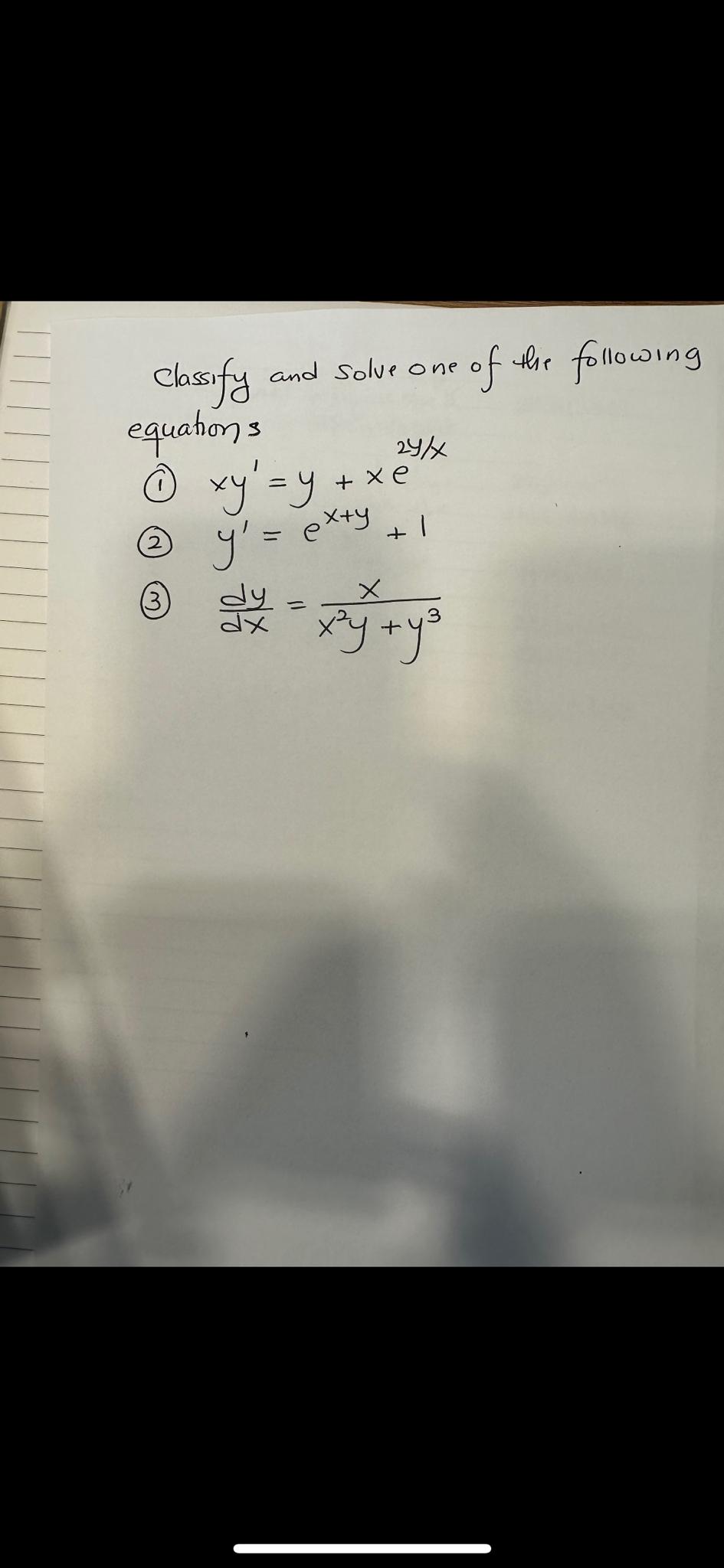 Solved classify and solve one of the following equations (1) | Chegg.com