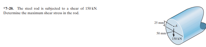 Solved *7-20. The steel rod is subjected to a shear of 150 | Chegg.com