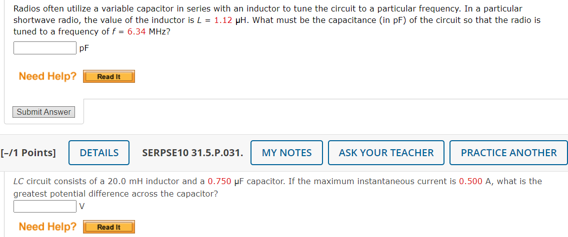 Solved Radios often utilize a variable capacitor in series | Chegg.com