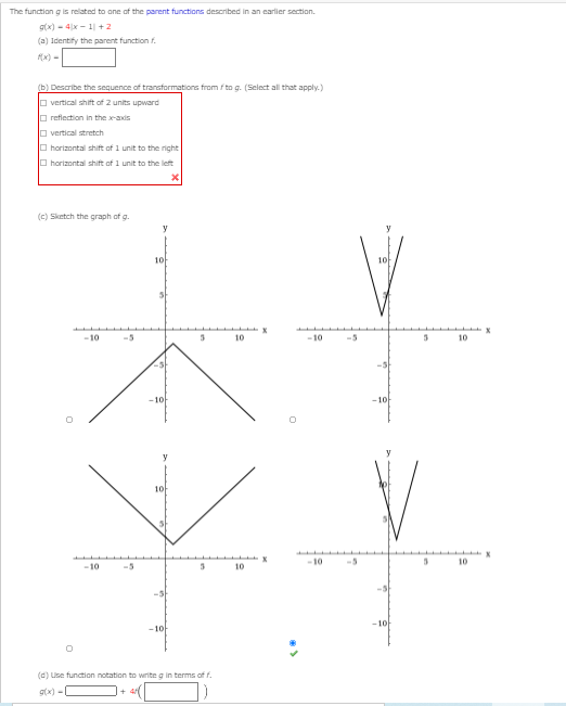 Solved The function g is related to one of the parent | Chegg.com
